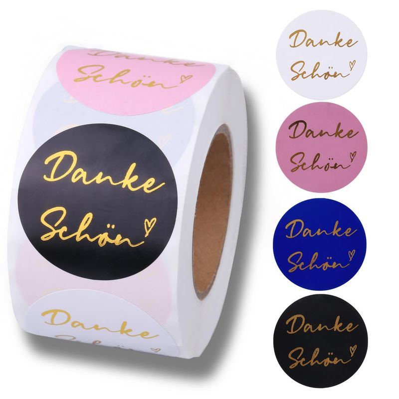 Pack of 500 Thank You Stickers, 4 Patterns, 3.8 cm, Thank You Stickers ...