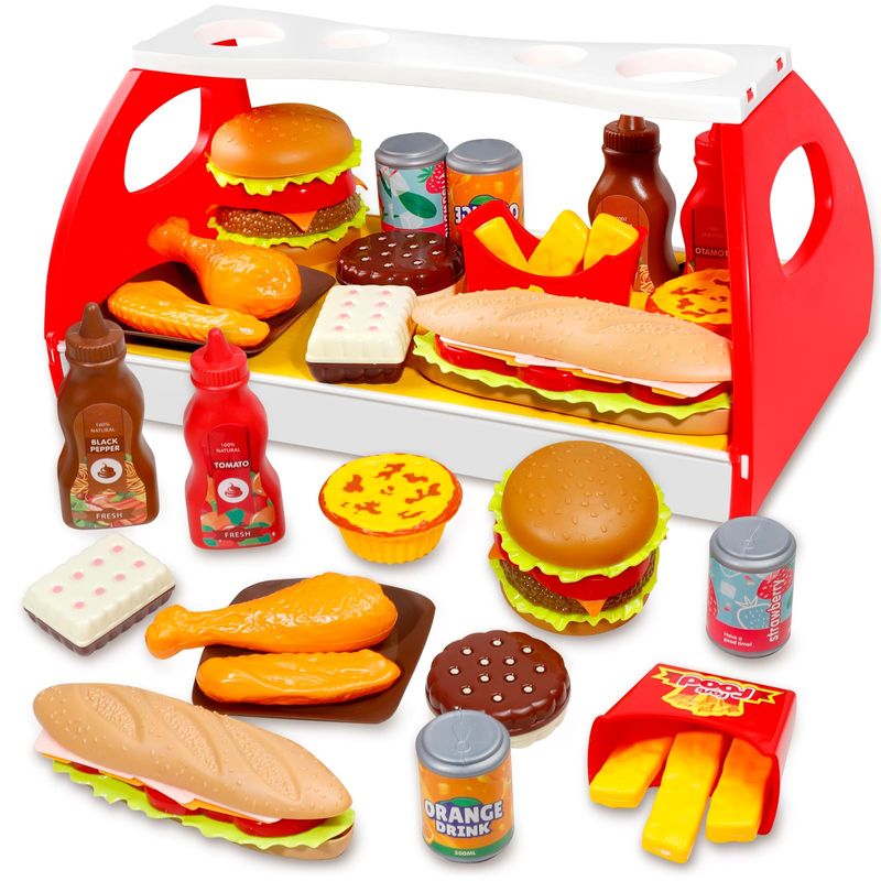Play Food Sets for Kids Kitchen Pretend Fast Food with Hamburger Hotdog ...