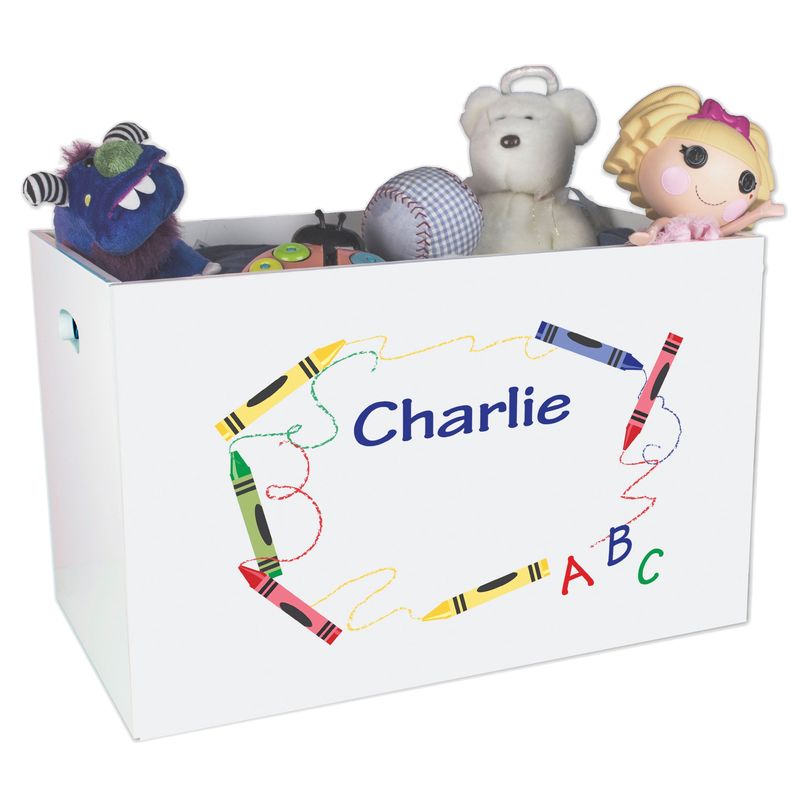 My Bambino Personalized Crayons Toy Box Custom White Wooden Classroom ...