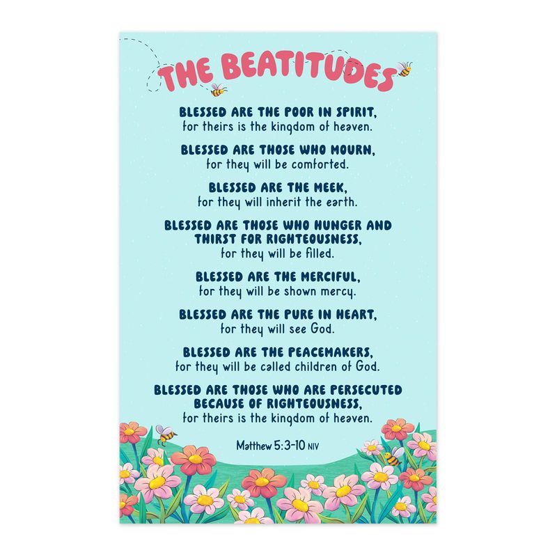 The Beatitudes Matthew 5:3-10 Bible Verse Poster for Kids - 17'' x 11 ...