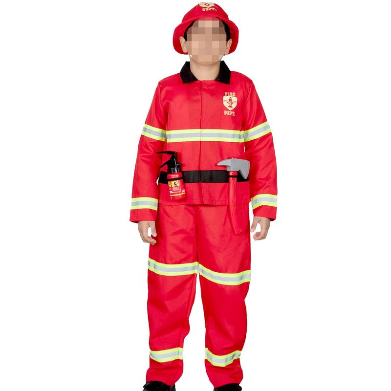 Kids Fireman Costume Childrens Firefighter Role Play Uniform - Fireman ...