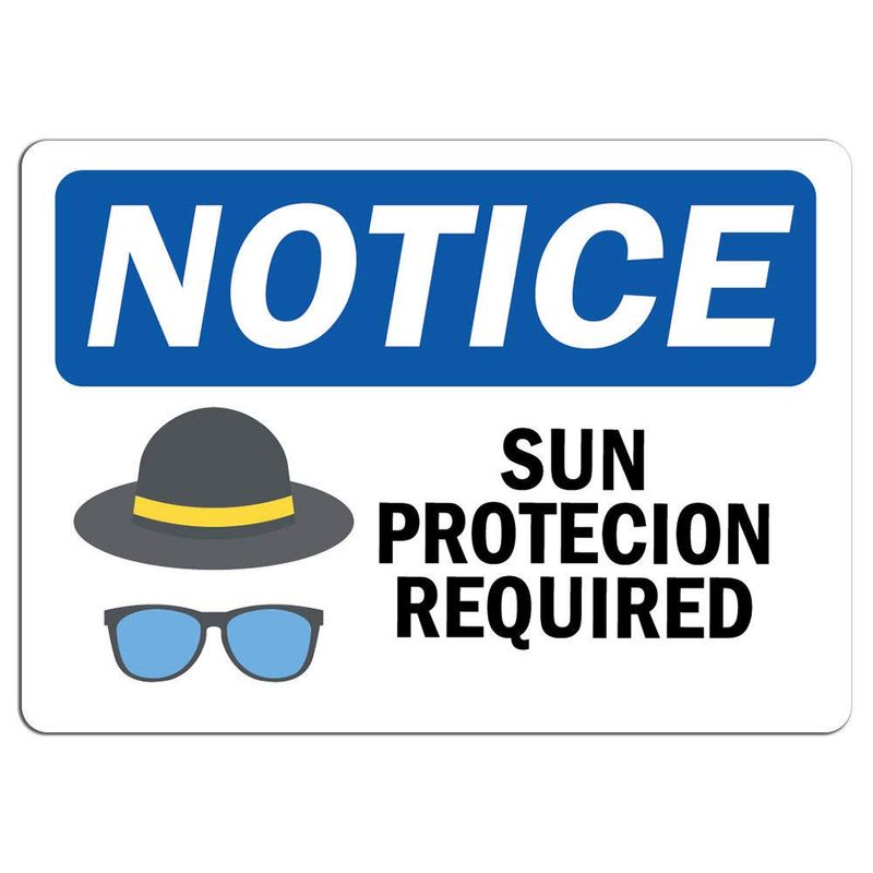Notice - Notice Sun Protection Required Sign | Label Decal Sticker ...