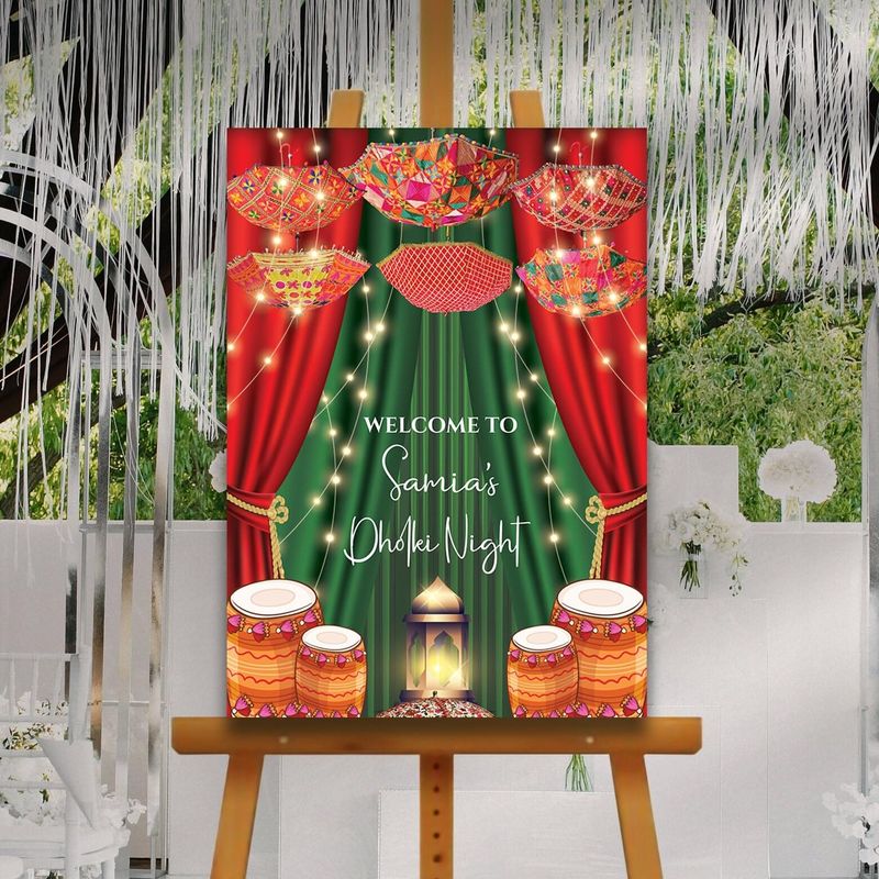 Dholki Welcome Sign, A1, A2, A3 or A4, Pakistani Wedding, Dholak Night ...