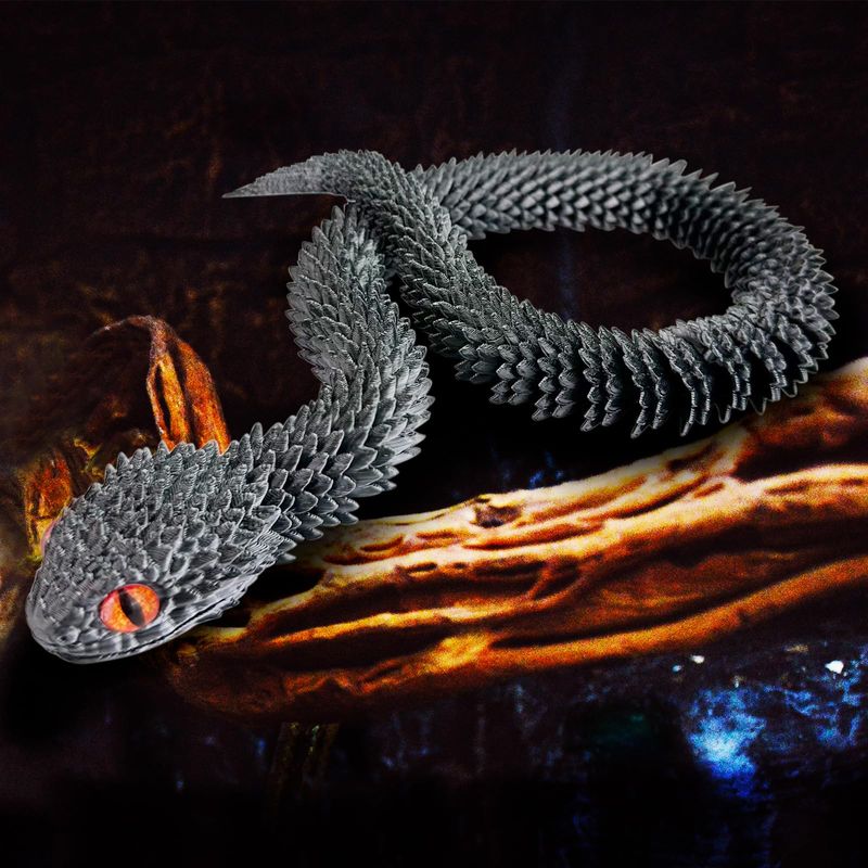 3D Printed Snake Toys,Articulated Flexible 3D Printed Viper Fidget Toy ...