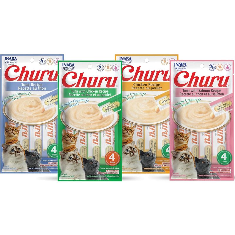 INABA Churu Lickable Purée Natural Cat Treats (Tuna and Chicken Variety Pack, 16 Tubes) - Online ...