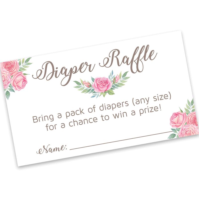 Pink Floral - Baby Shower Floral Diaper Raffle Tickets (50 Count ...