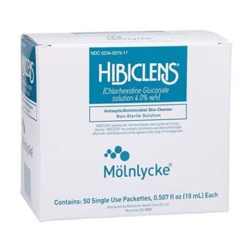 Hibiclens antiseptic skin cleanser 15ml, Box of 50 single use packettes ...