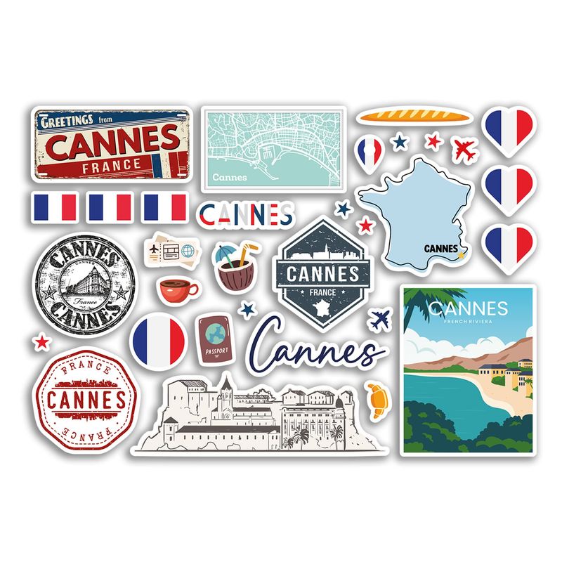 A5 Sticker Sheet Cannes Vinyl Stickers - France South French Landmarks ...