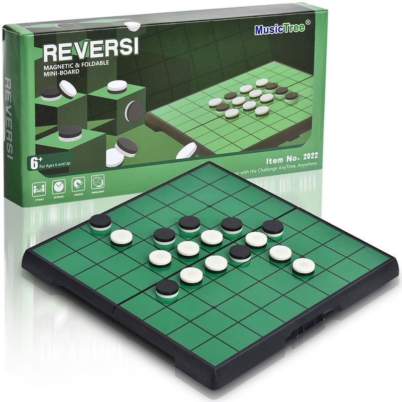 MusicTree Magnetic Reversi Othello Board Game Set with Folding Board ...