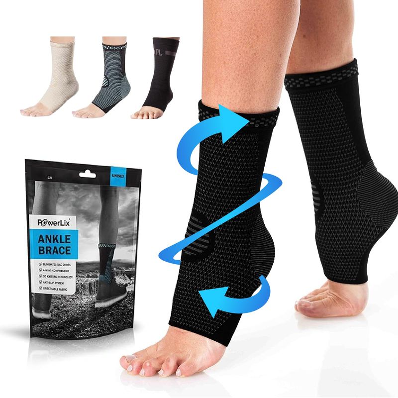 POWERLIX Ankle Support Brace 2 Pack, Ankle Brace for Men/Women/Kids ...