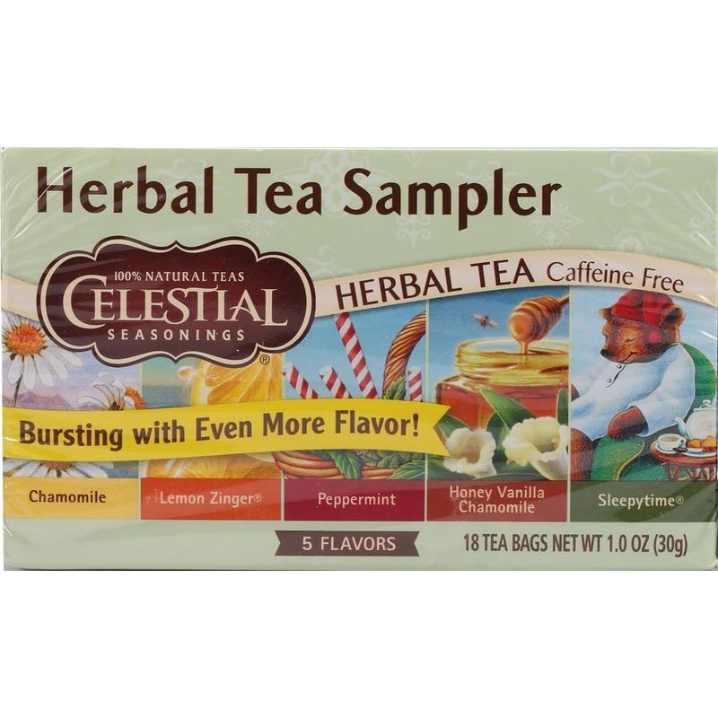 Celestial Seasonings Herbal Tea Sampler with 5 Flavors 18 ea ( Pack of ...