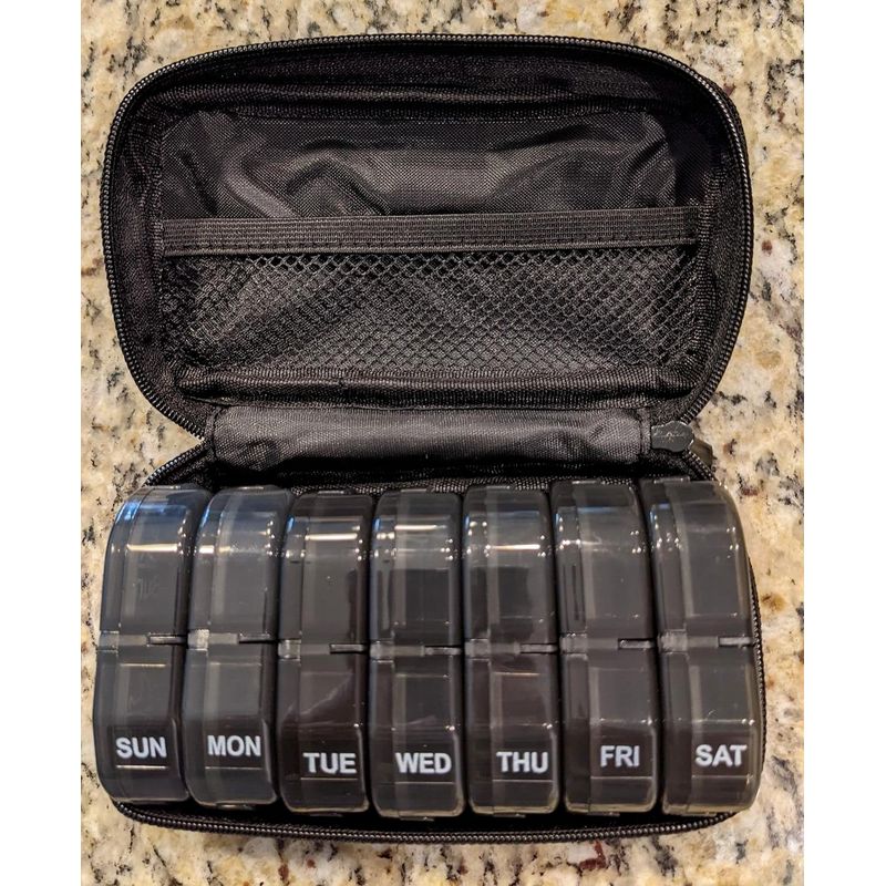 Canvas Bag Travel Pill Organizer 2 Times a Day Large AM/PM Weekly Pill ...