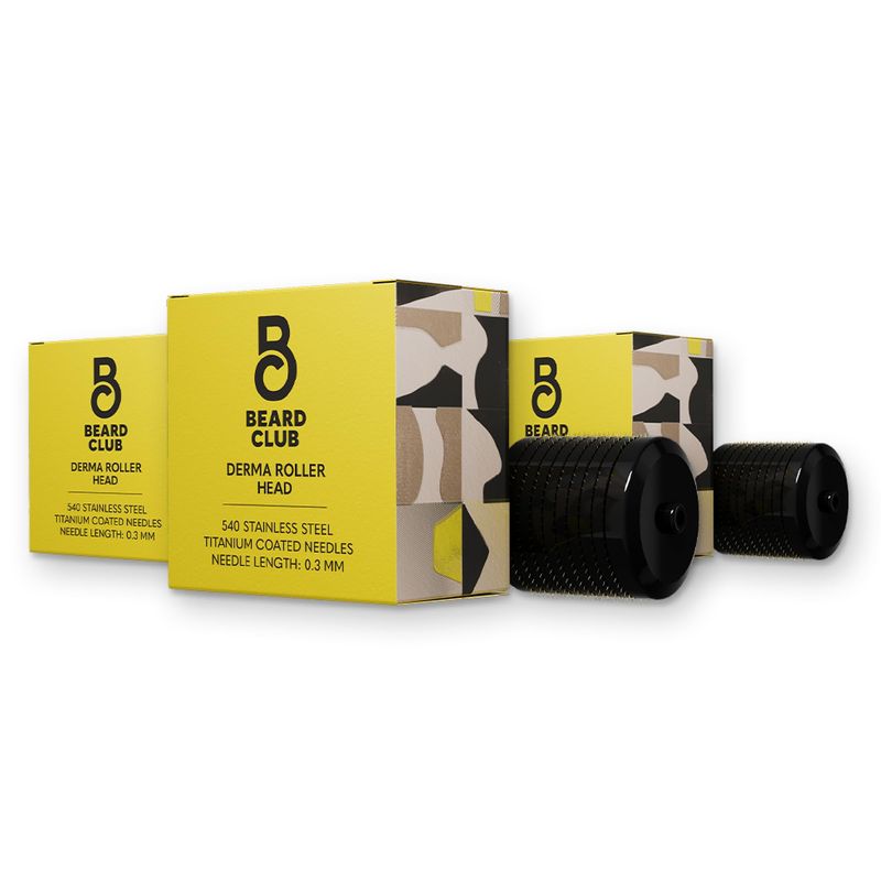 Beard Club Derma Roller Replacement Head - 0.3mm Titanium Microneedles ...