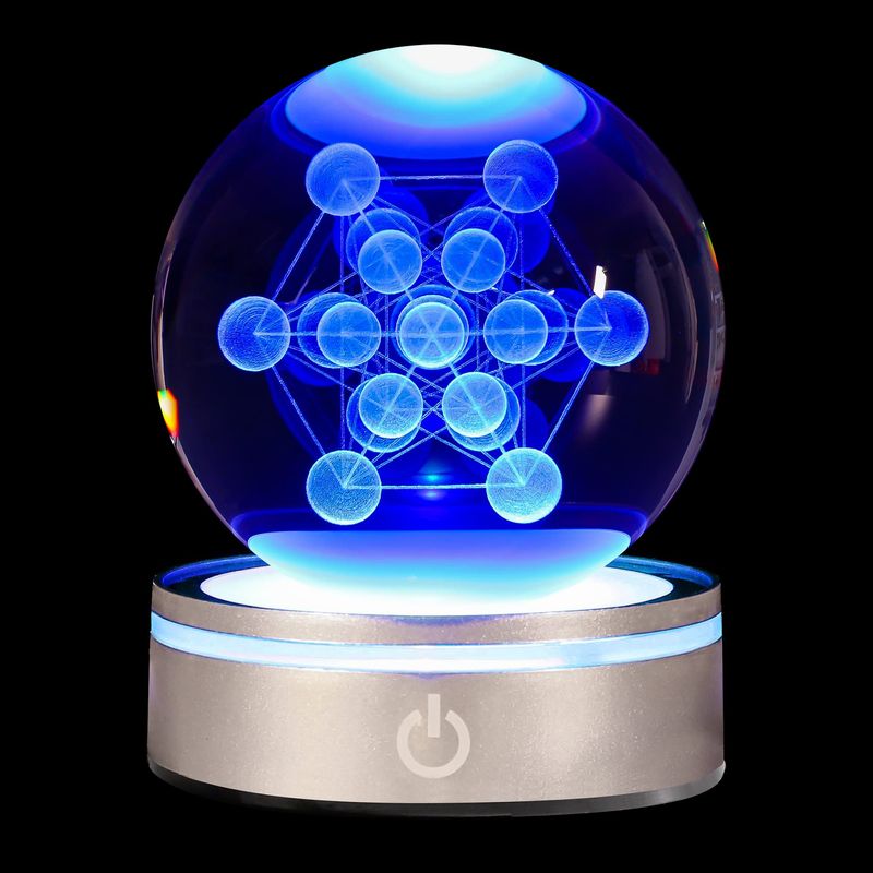 3D LED Colorful Lighting Cube Crystal Ball with Touch Base Luxury ...