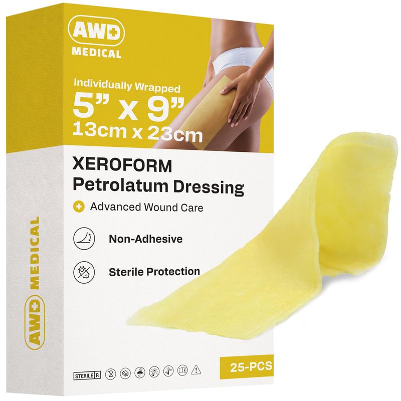 AWD Medical Xeroform Petrolatum Dressing 5x9 - Non-Adhering Gauze Pads ...