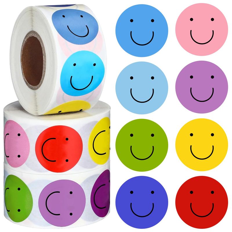 Outus 3000 Pcs Face Smile Stickers 1 Inch Happy Incentive Smile Labels ...