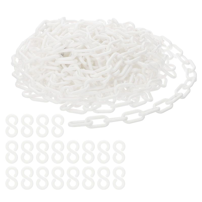 PATIKIL Plastic Chain Links, 45 Feet Safety Chains, White Plastic ...