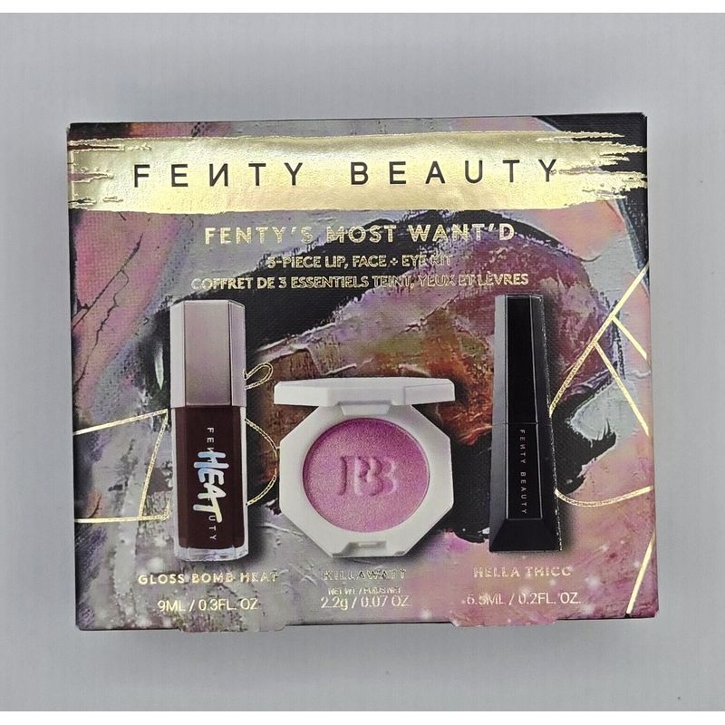 Fenty Most Want'd 3 Piece Lip Face Eye Kit Holiday Gift Set Gloss Bomb ...