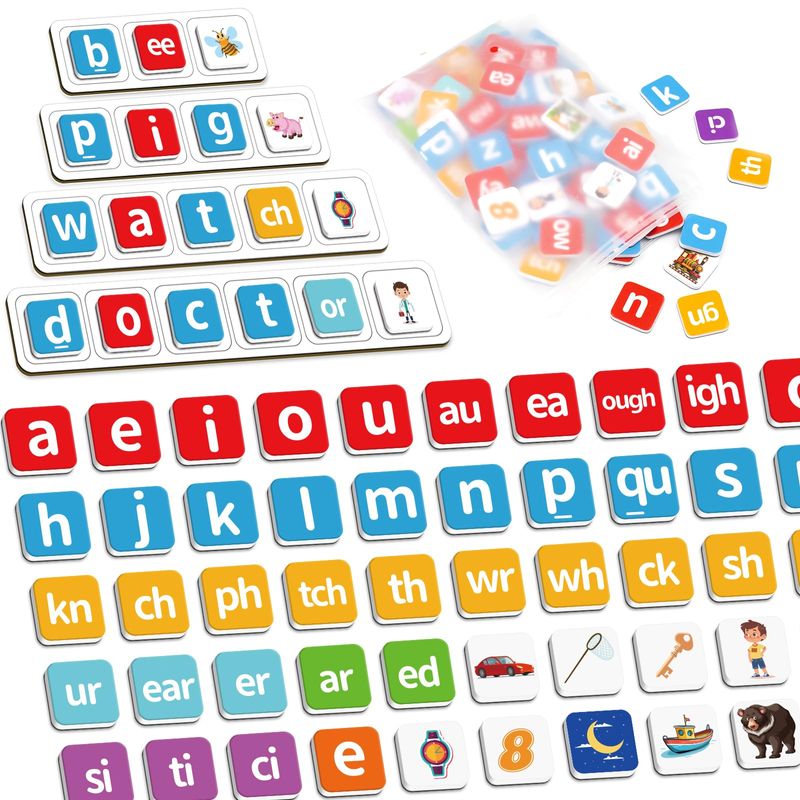 Magnetic Letters Tiles, Phonics Letter Tiles with Magnetic Spelling ...