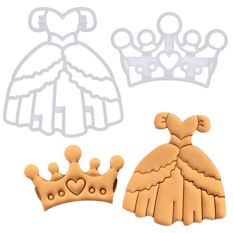 BAKERLOGY Set of 2 Princess Cookie Cutters (Designs: Princess Dress and ...
