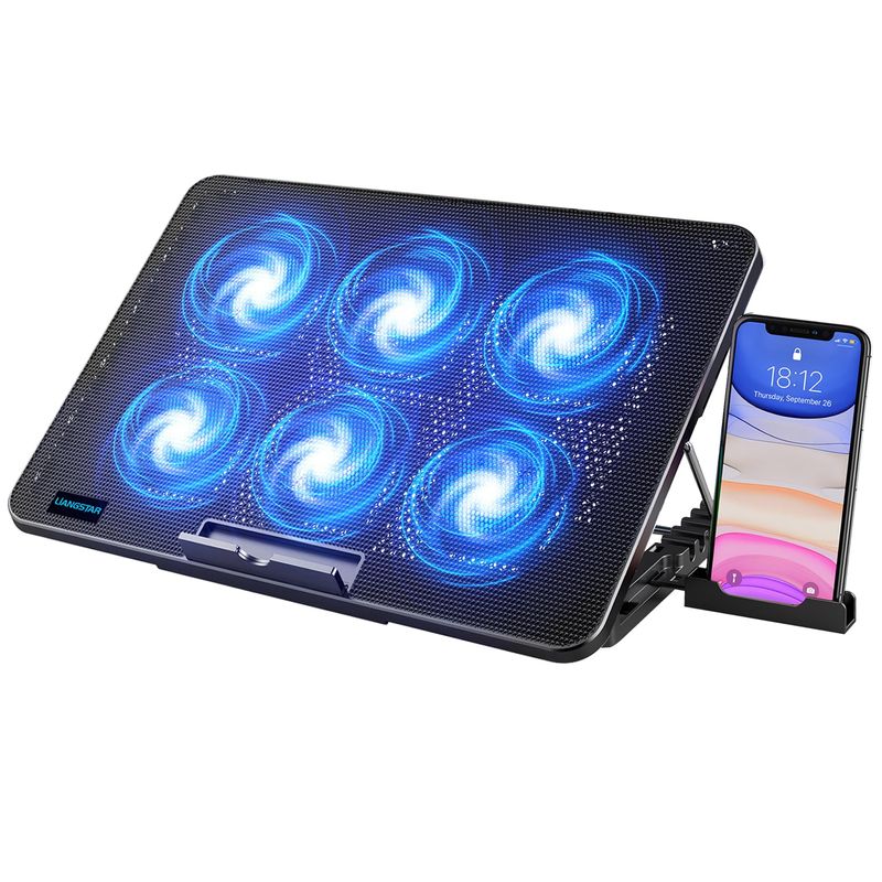 LIANGSTAR Laptop Cooling Pad, Laptop Cooler with 6 Quiet Fans for 12-17 ...