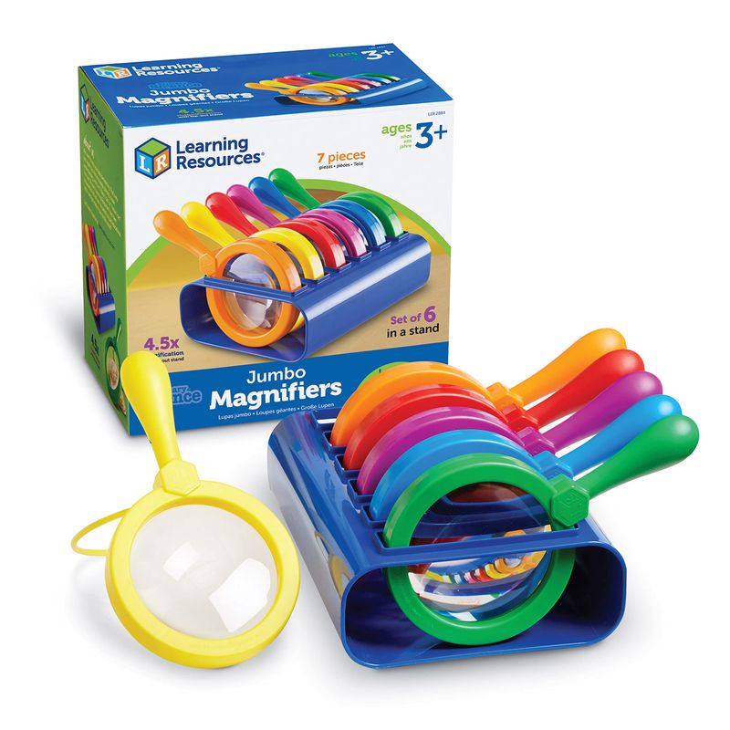 Learning Resources Primary Science Jumbo Magnifiers with Stand - 6 Pieces, Ages 3+, Science ...