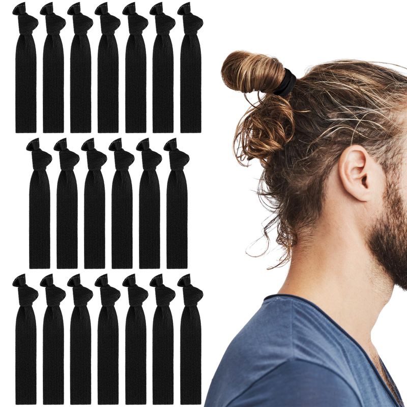 Teaaha Mens Hair Ties 20 PCS Black Knotted Hair Ties for Guys, No ...