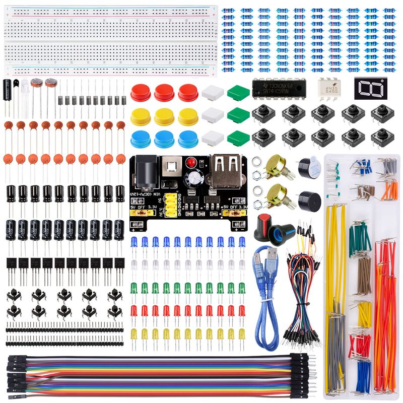 Smraza Electronics Component Fun Kit for Arduino with Power Supply Module, Jumper Wire,Precision ...