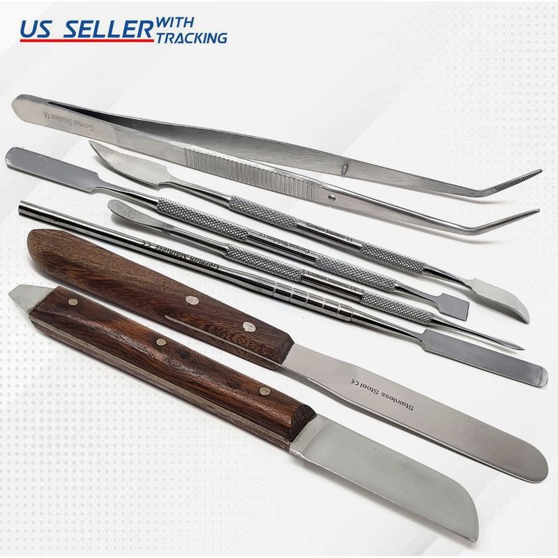 7 Pcs Dental Plaster Spatulas Lab Alginate Mixing Gypsum Scrapers Wood ...