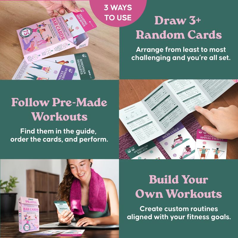 Zinsk 75 Pilates Bar Exercise Deck – Home Workouts for Upper, Lower ...