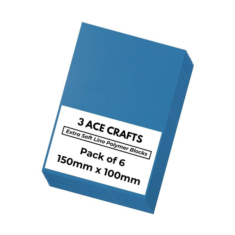 3 Ace Crafts Extra Soft Polymer Blocks for Printing, 150mm x 100mm Double-Sided Thick Lino ...