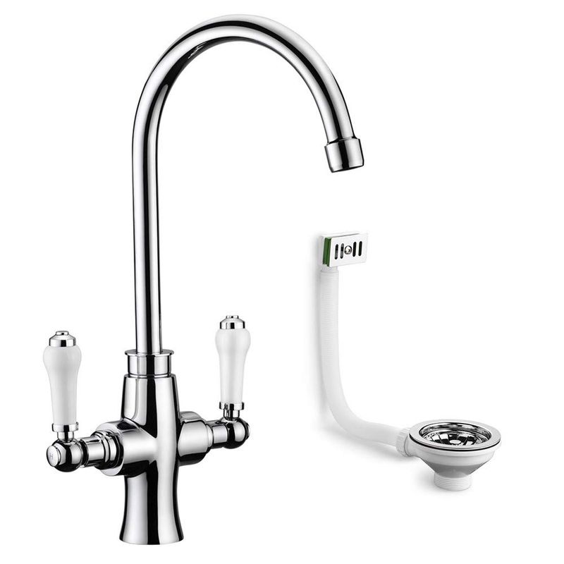 Traditional Kitchen Sink Tap incl Basket Strainer Waste & Overflow ...