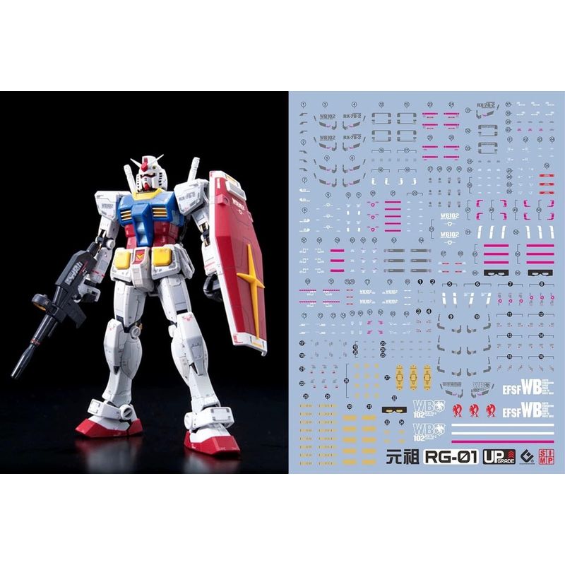 Fluorescent Waterslide Decals for RG 1/144 RX-78-2 Gundam Model, MS, Robot, Add Detail to HG, RG ...