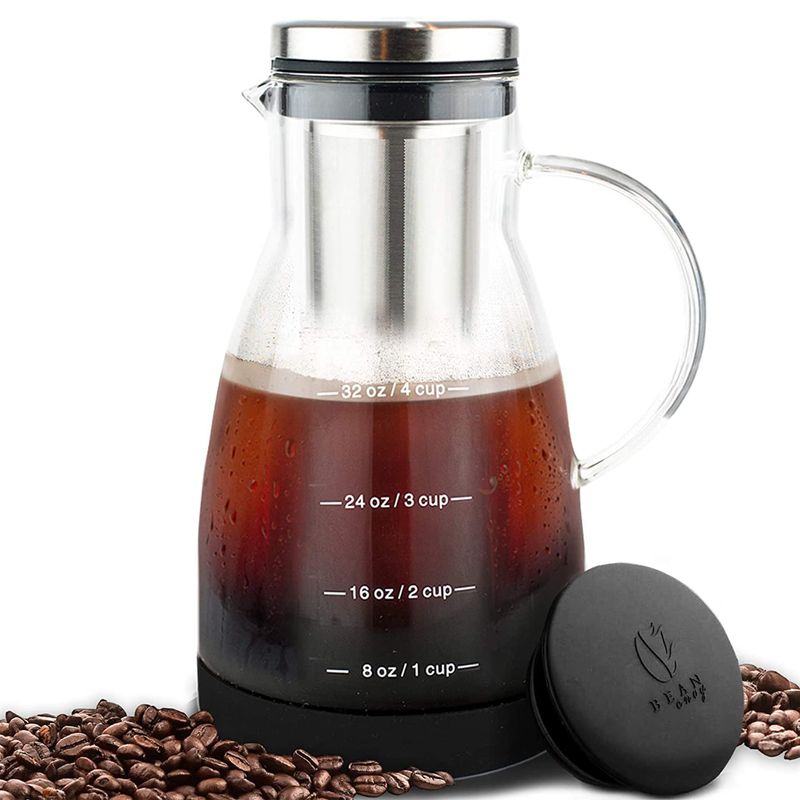 Bean Envy Cold Brew Coffee Maker - 32 oz Glass Iced Tea & Coffee Cold ...