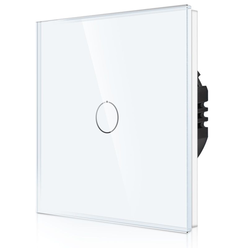 CNBINGO 1-Way Touch Light Switch - White Wall Switch with Glass Panel ...
