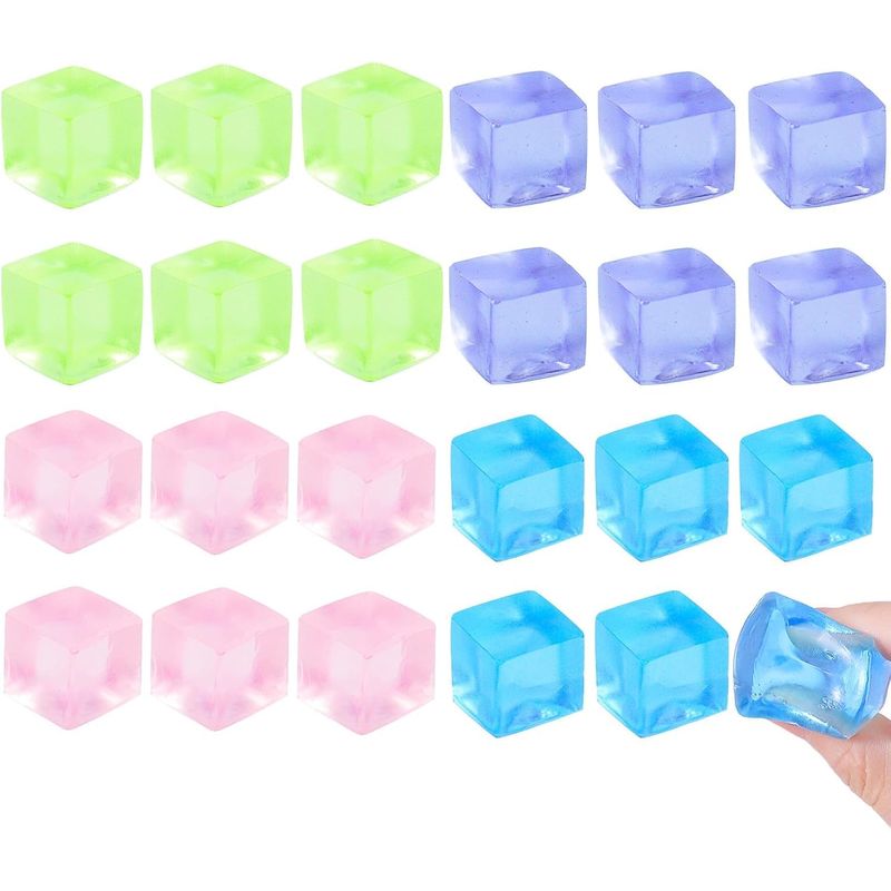 24Pcs Stress Balls for Adults, Ice Cube Fidget Toy, Squeeze Cubes Ball ...