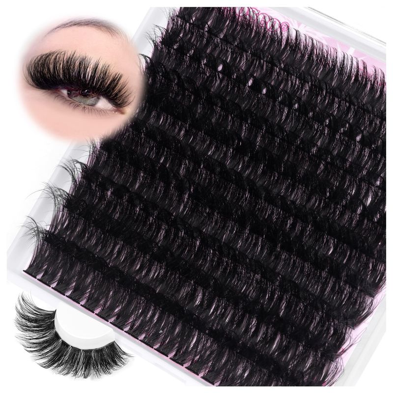wiwoseo Fluffy Long Lash Clusters Eyelash Clusters Fluffy Cluster ...
