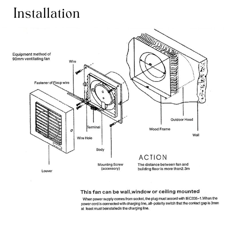 AirTech-UK Bathroom Exhaust Fan 4"/100 mm Pull Cord Window or Wall ...