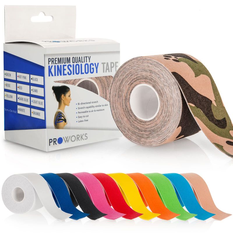 Proworks Kinesiology Tape | 5m Roll of Elastic Muscle Support Tape for ...