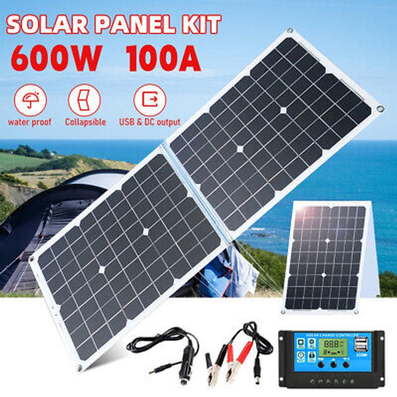 600 Watt Foldable Solar Panel Kit Portable Solar Generator Power ...