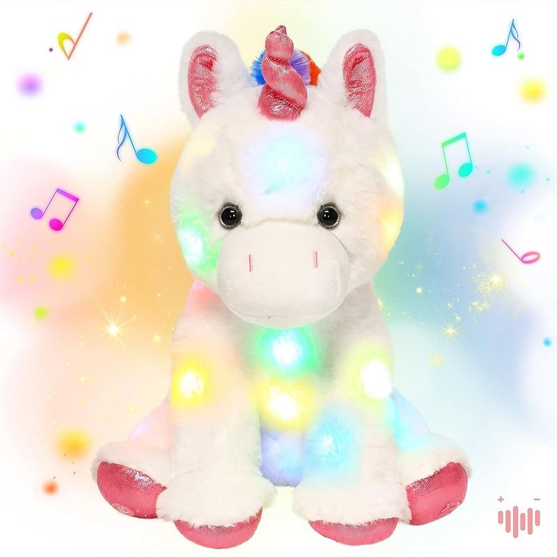 Hopearl LED Musical Stuffed Unicorn Light up Singing Plush Toy ...
