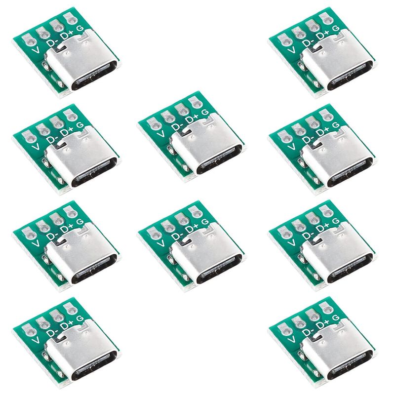 PENGLIN 10PCS USB Type C Connector Board DIY 3.1 Serial Basic Breakout ...