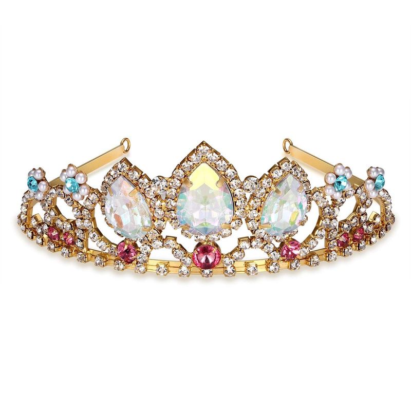 hengkaixuan Pretty Rapunzel Tiara Aurora Borealis Stone Sparkly Gold ...