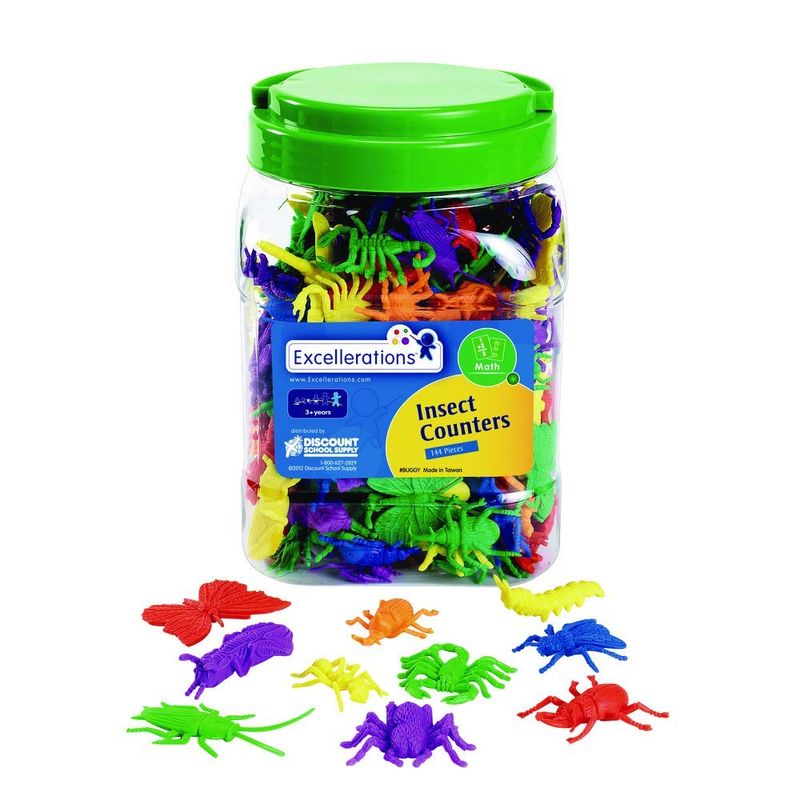 Excellerations Math Manipulatives Set of 144 Bug Counters 1-1/2 inches -2 inches, STEM ...