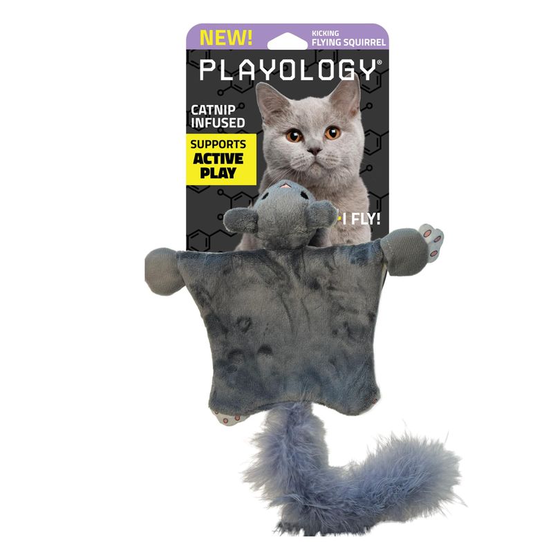 Playology Cat Toy Flying Squirrel | Fuzzy Plush Toy Flies Through The ...