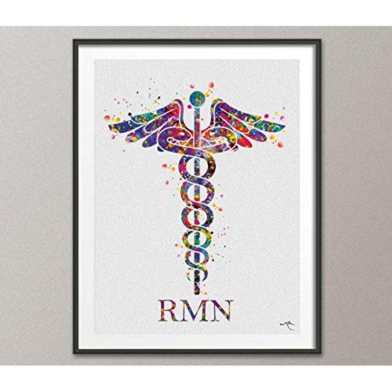 Caduceus Mental Health Nurse Watercolor Print Wall Art RMN Nurse Gift ...