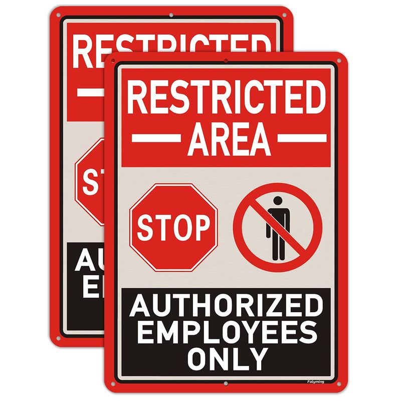 2 Pack Restricted Area Sign Authorized Employees Only 14 x 10 Inches ...