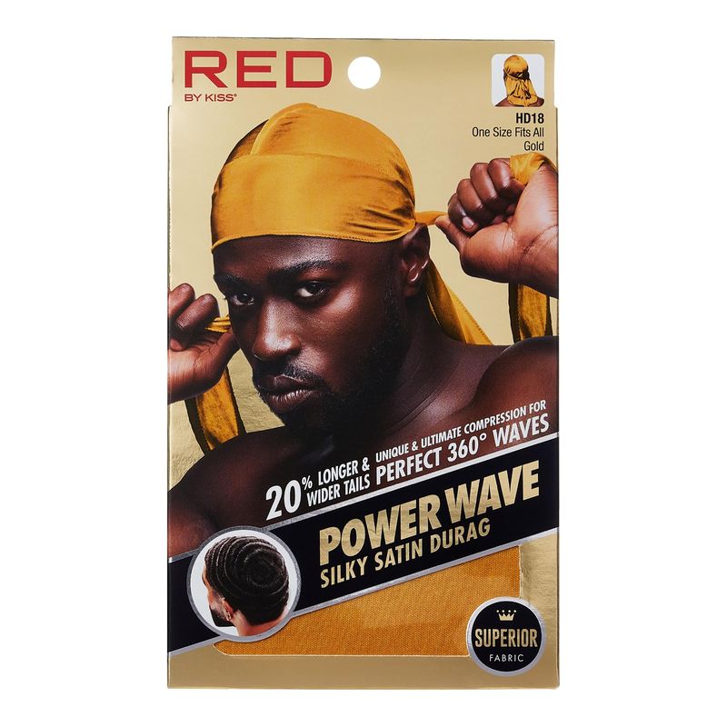 Red By Kiss Power Wave Silky Satin Durag Extra Long Tails (Gold ...