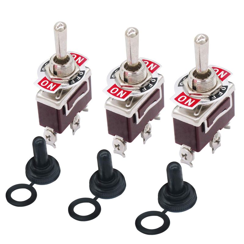 Taiss 3pcs Toggle Switch SPDT ON-Off-ON 3 Pin 3 Position Latching ...