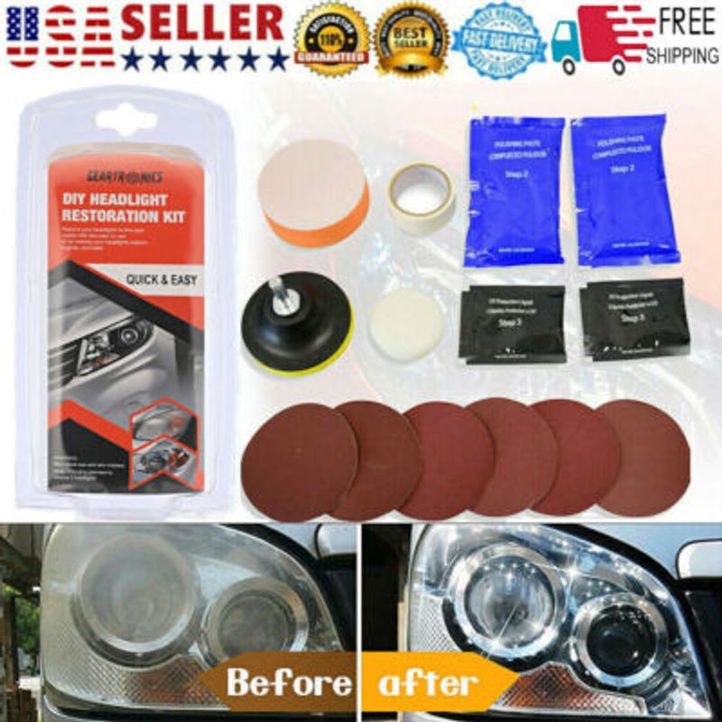 Car Headlight Lens Restoration Repair Kit Polishing Cleaner Cleaning ...